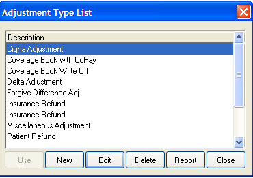 Eaglesoft: Creation of Adjustment Types